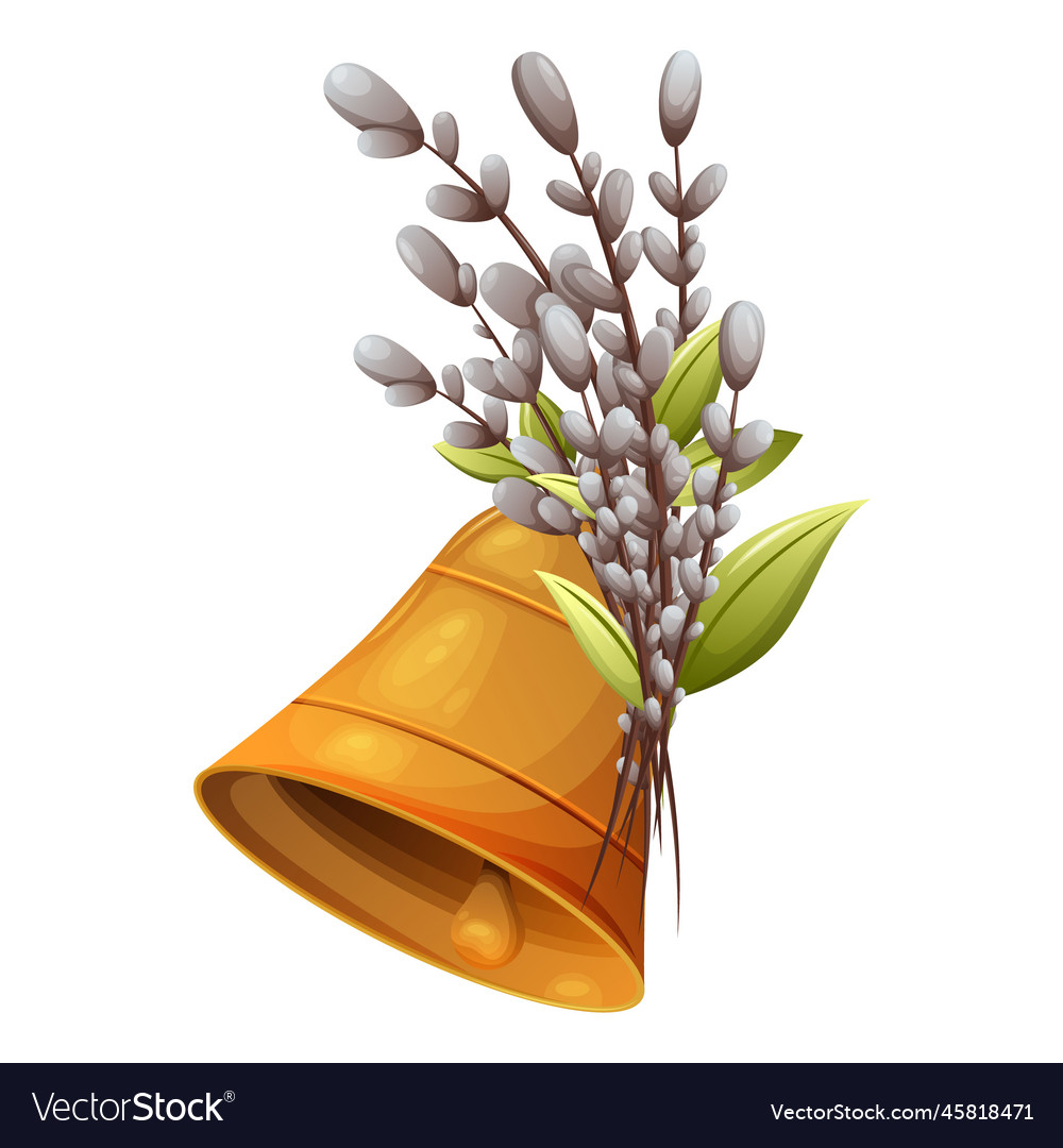 Willow branches and bell easter spring theme Vector Image