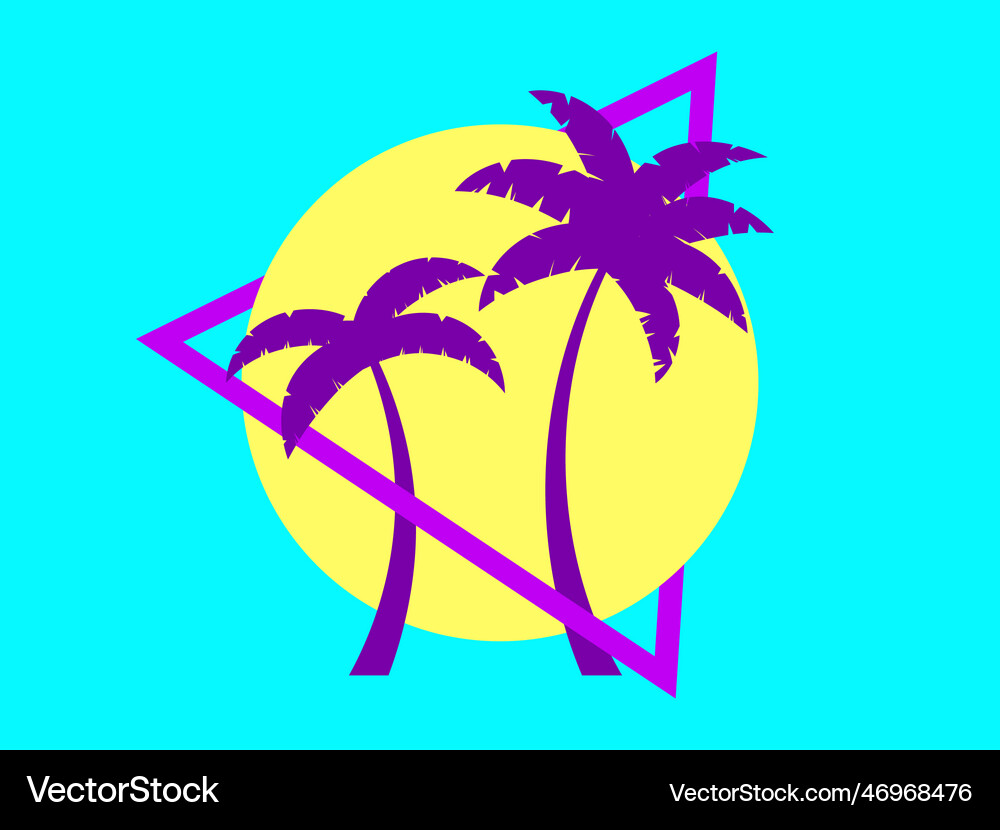 80s palm trees at sunset summer time retro Vector Image