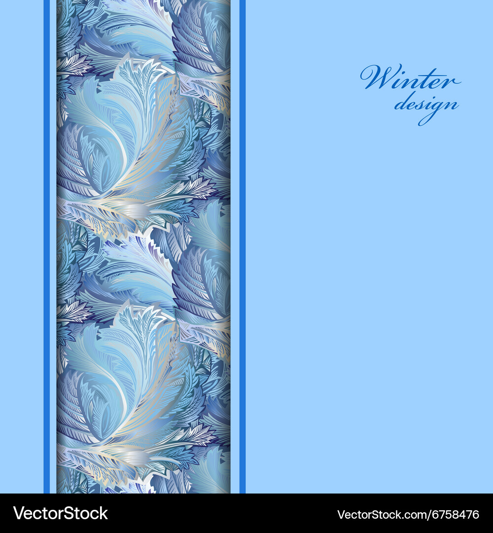 Blue vertical border winter frozen glass Vector Image