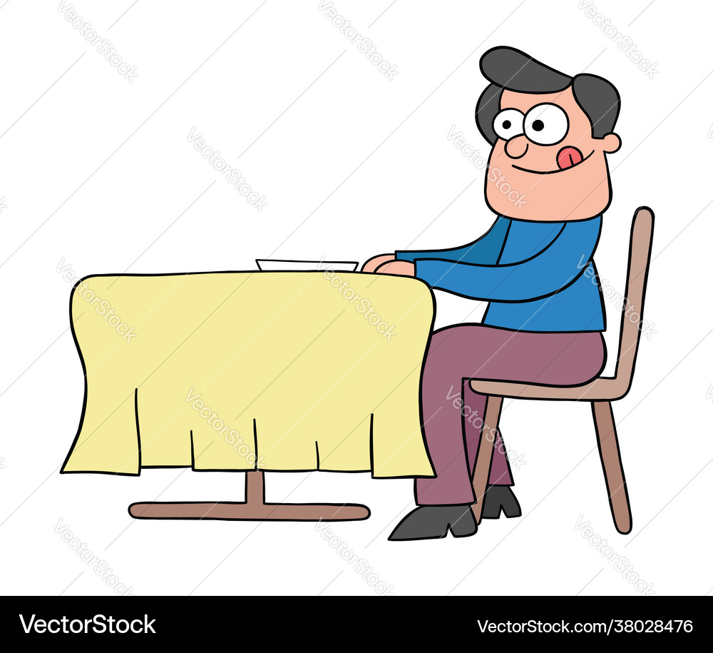 Cartoon Man Waiting at Restaurant Royalty Free Vector Image