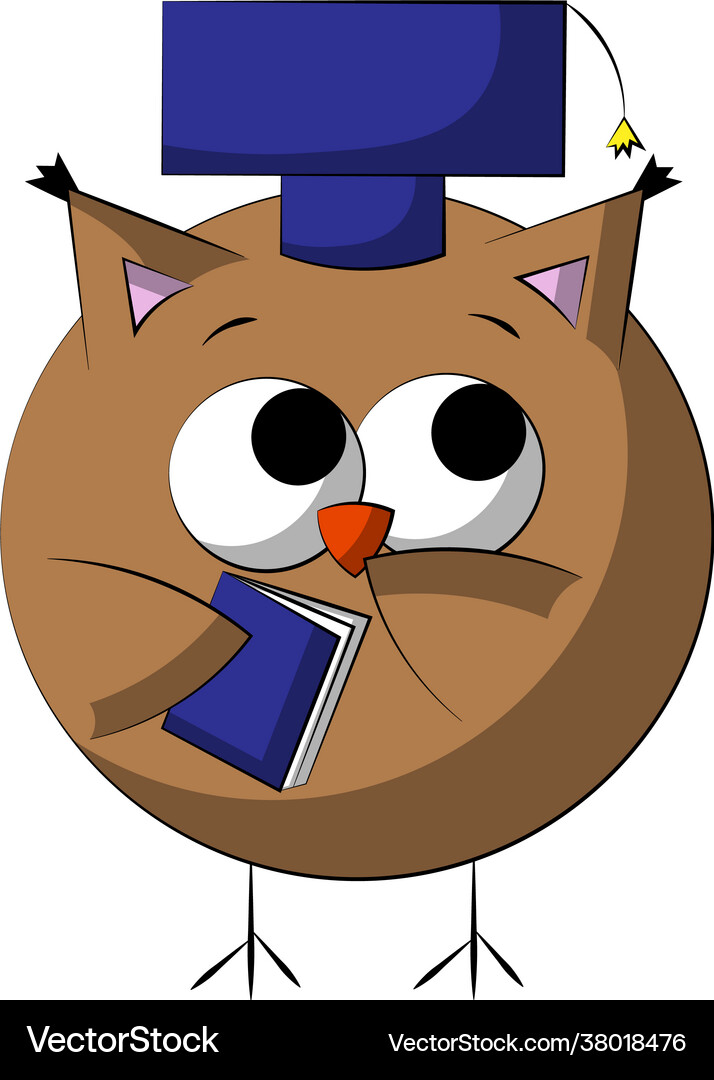 Cute cartoon owl graduate draw Royalty Free Vector Image