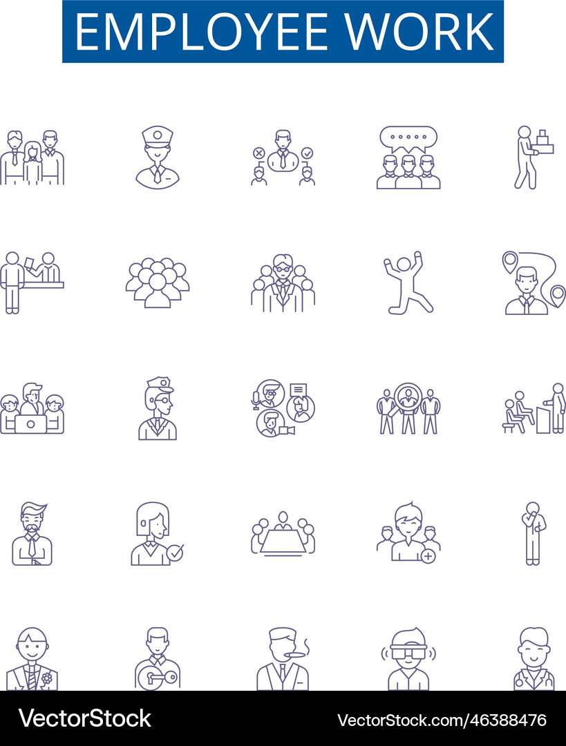 Employee work line icons signs set design Vector Image