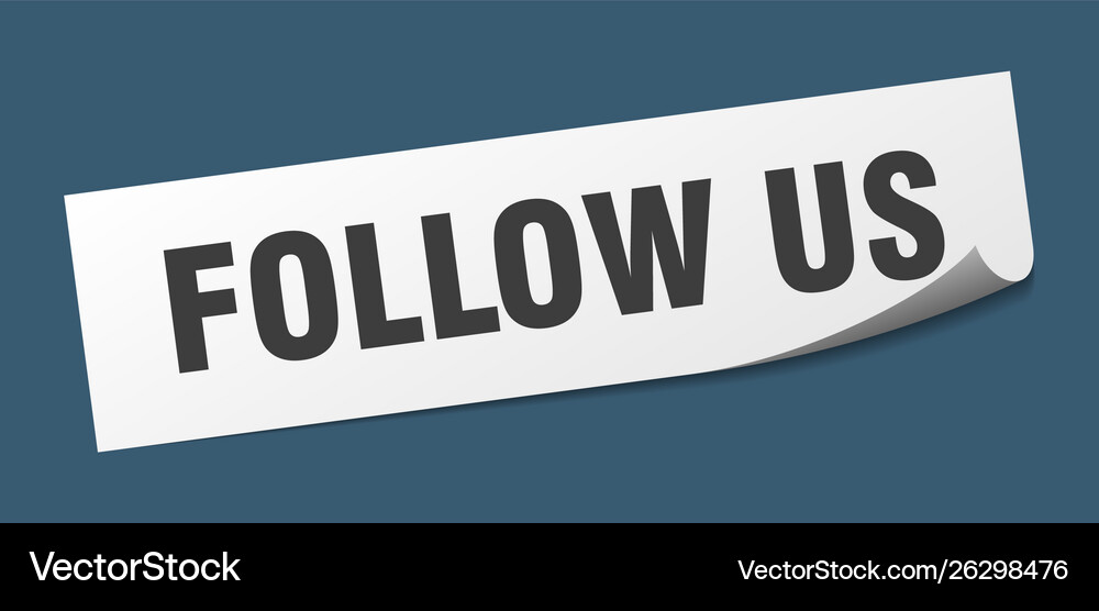 Follow us sticker square isolated sign Royalty Free Vector