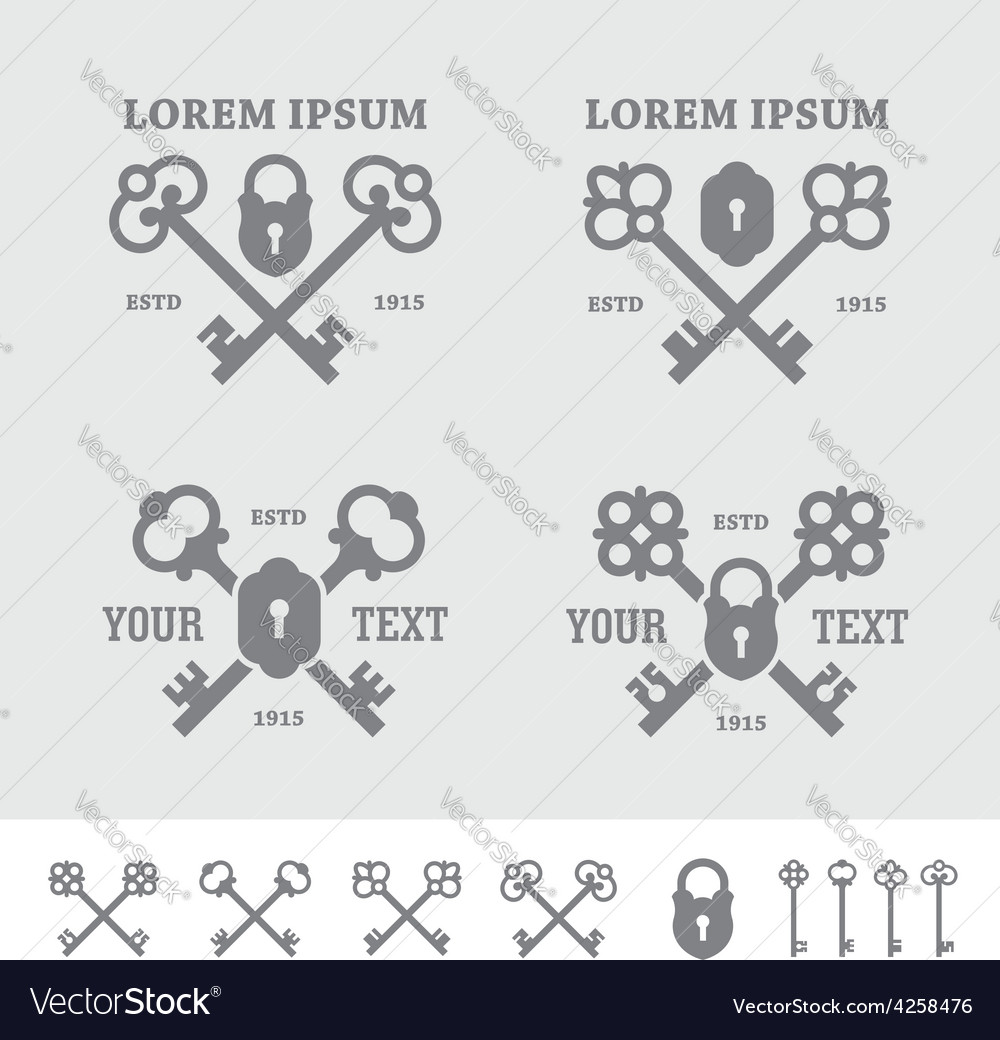 Labels with crossed keys Royalty Free Vector Image