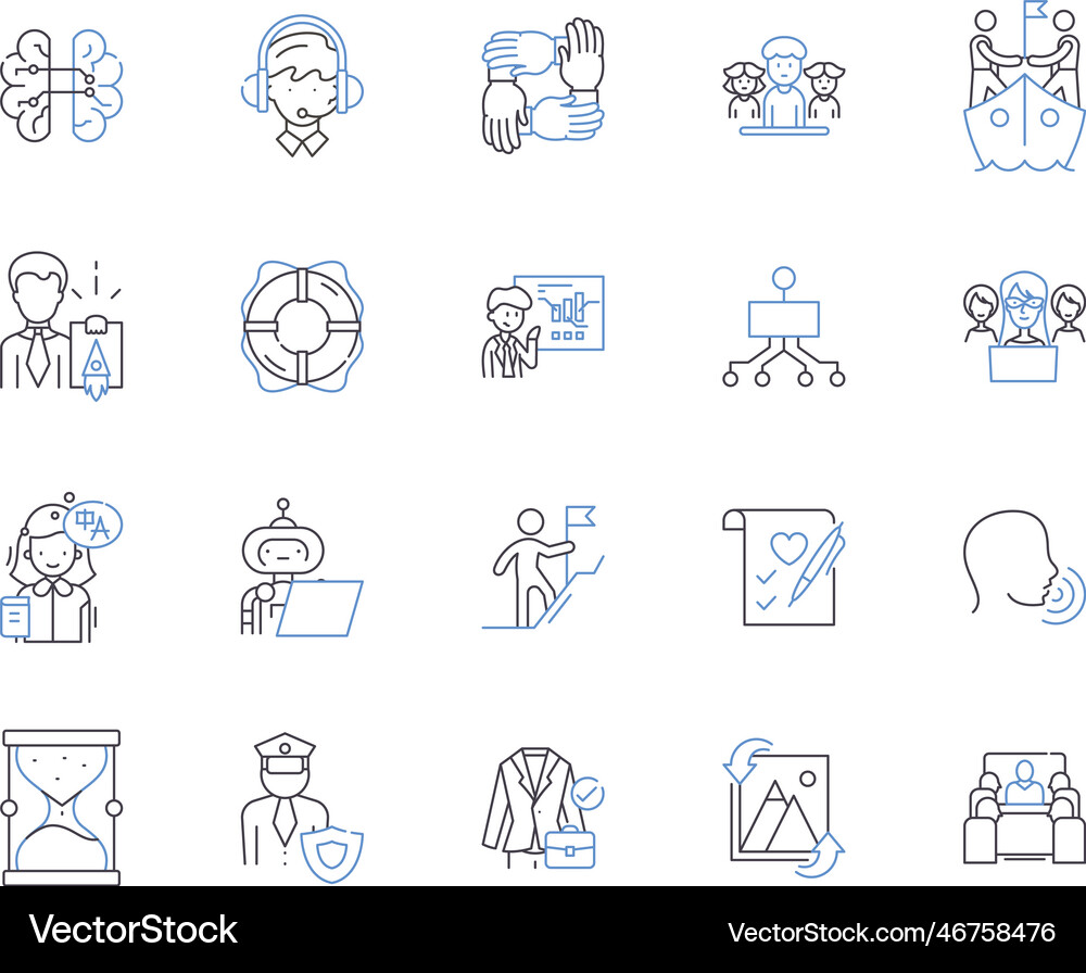 Mentorship outline icons collection mentoring Vector Image