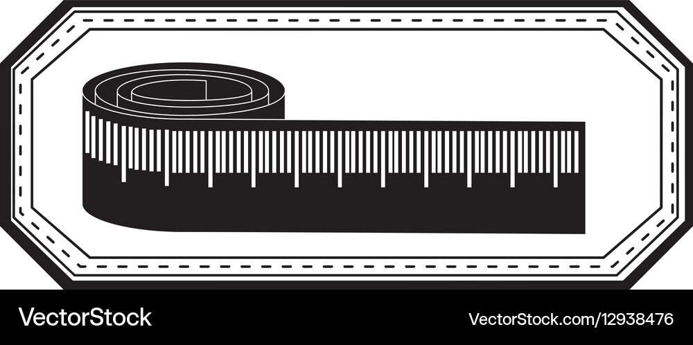 Monochrome silhouette with measure tape in frame Vector Image