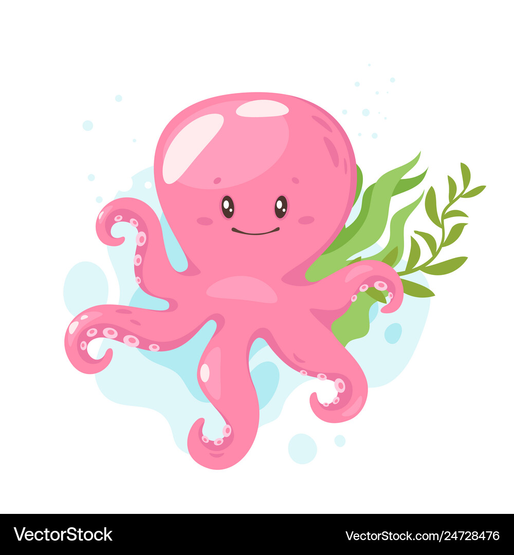 Octopus cartoon style baby character Royalty Free Vector