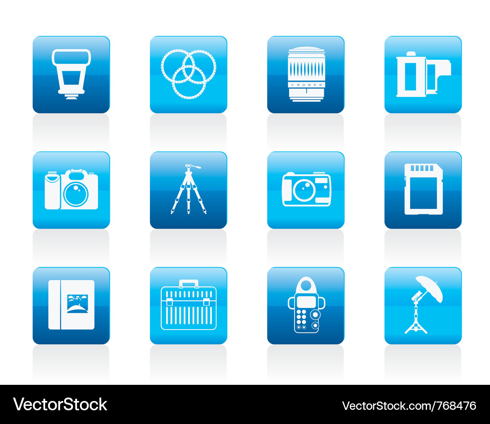 Photography equipment icons Royalty Free Vector Image