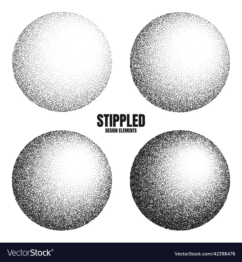 Round shaped dotted objects stipple elements Vector Image