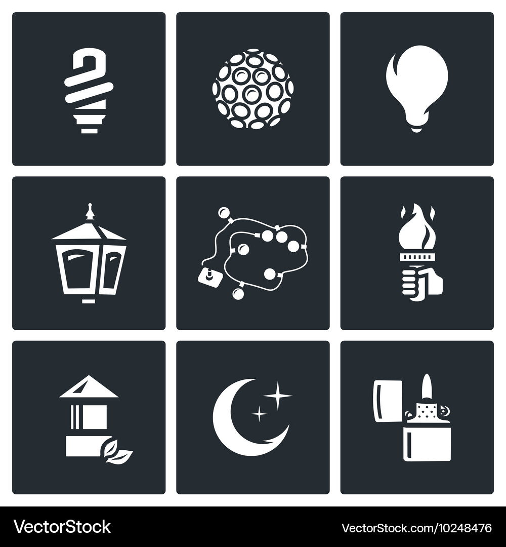 Set of lighting icons powersave lamp Royalty Free Vector