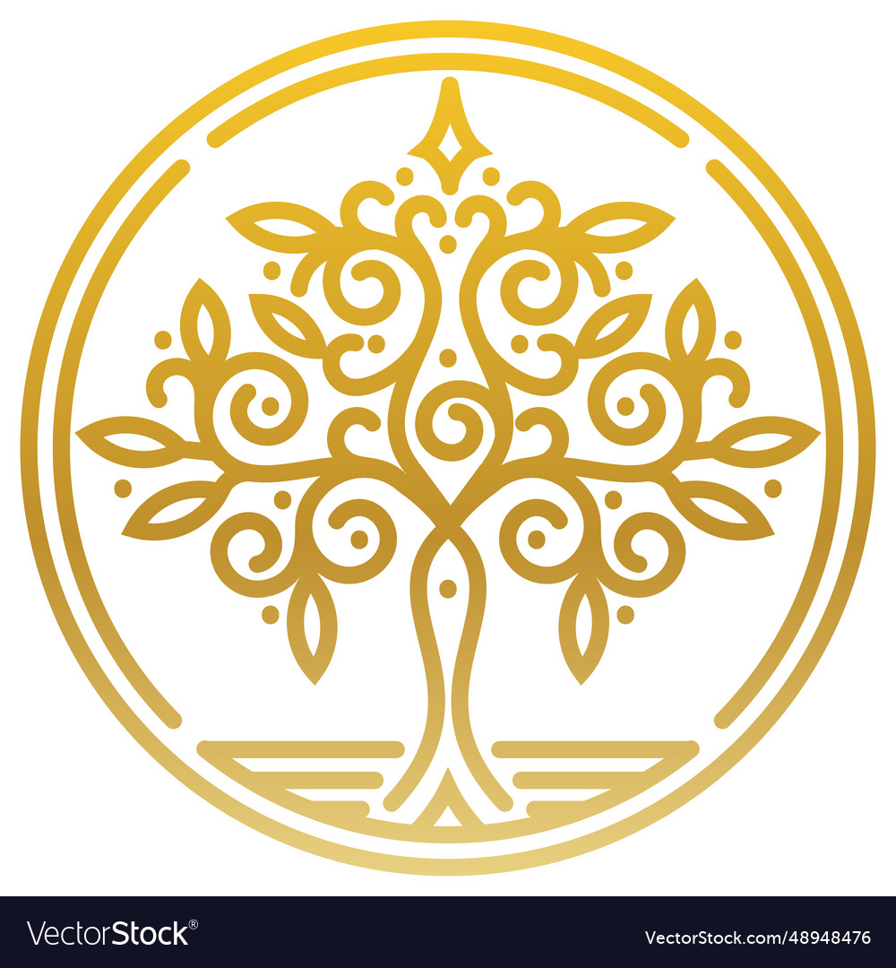Symmetrical pattern with a tree in the ground Vector Image
