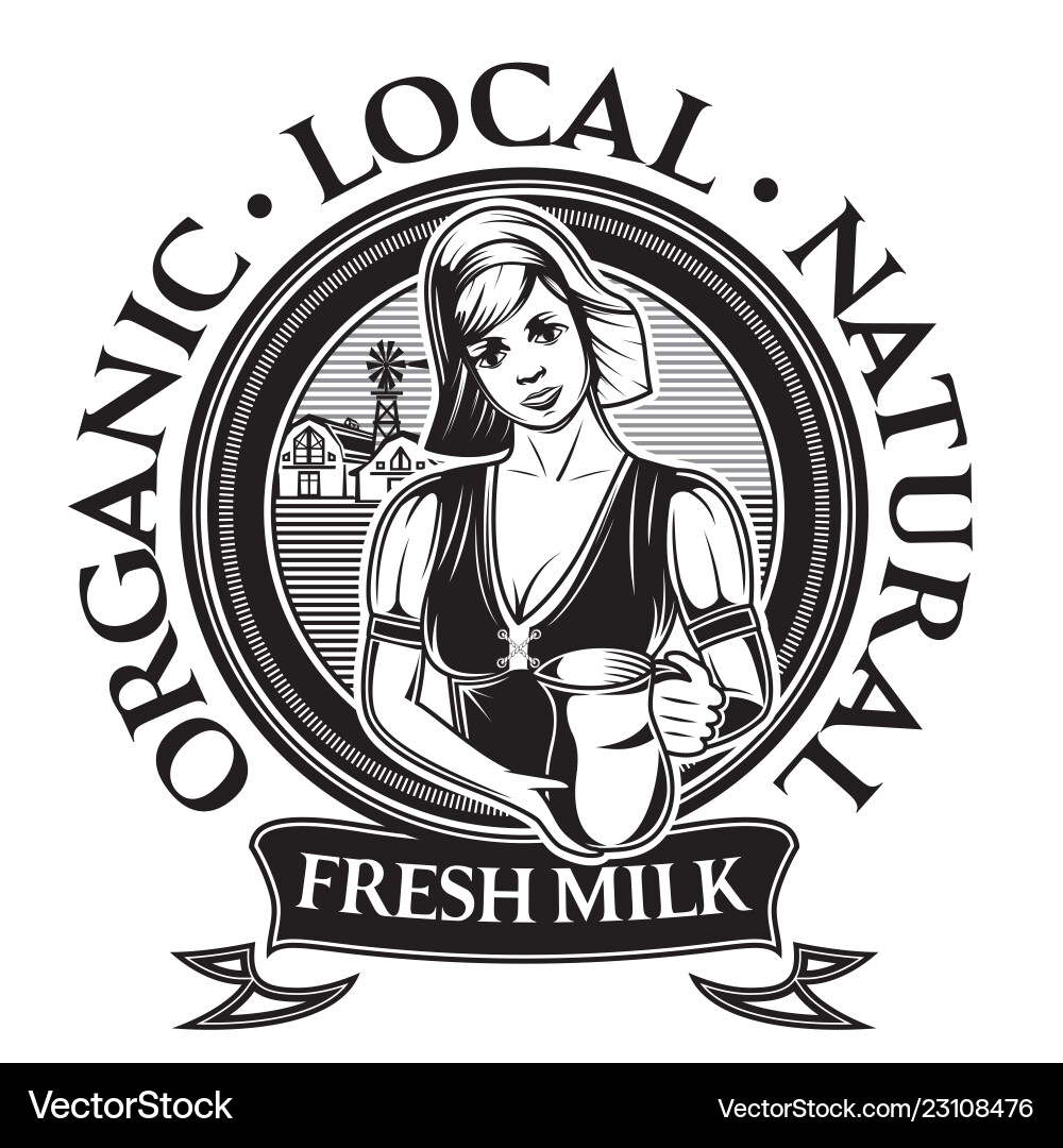 Template for food packaging design with a milkmaid