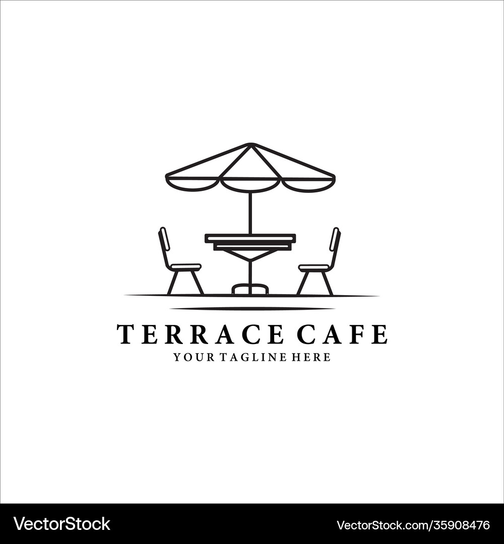 Terrace cafe line art logo design Royalty Free Vector Image