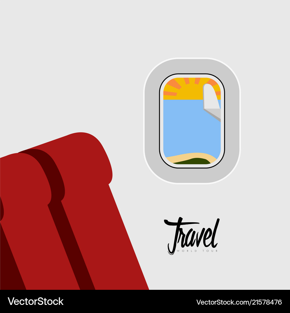 View from the inside of an airplane Royalty Free Vector