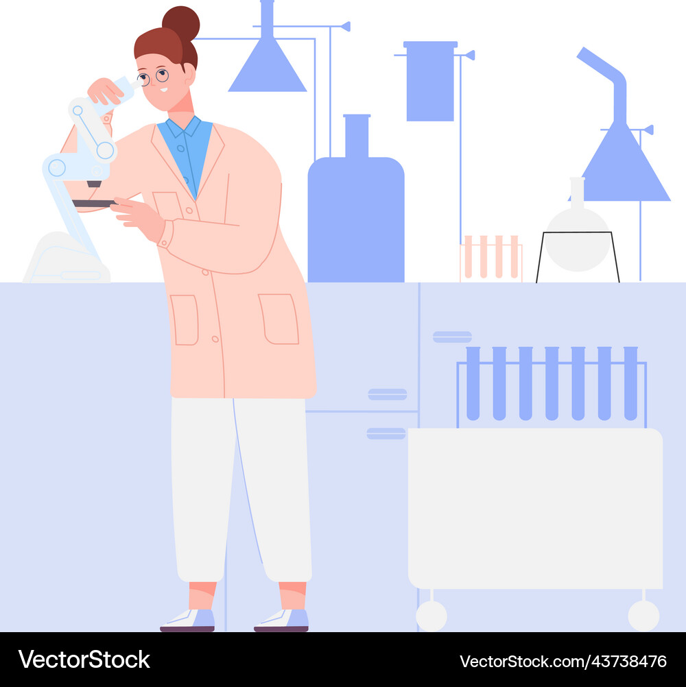 Woman working in laboratory scientist workplace Vector Image