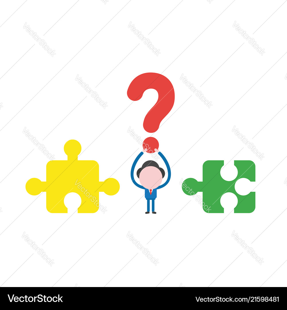 Businessman with incompatible jigsaw puzzle Vector Image