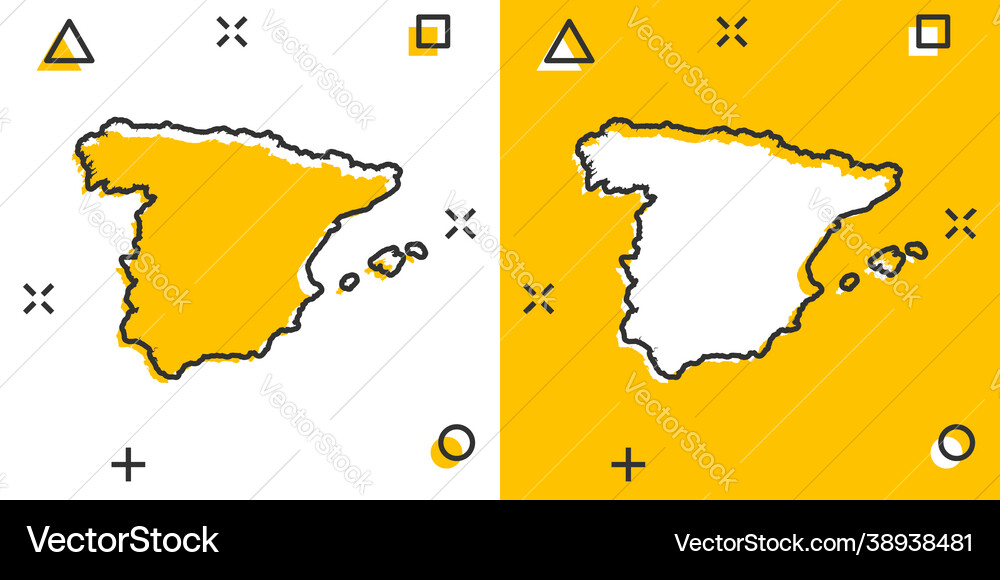 Cartoon spain map icon in comic style sign Vector Image