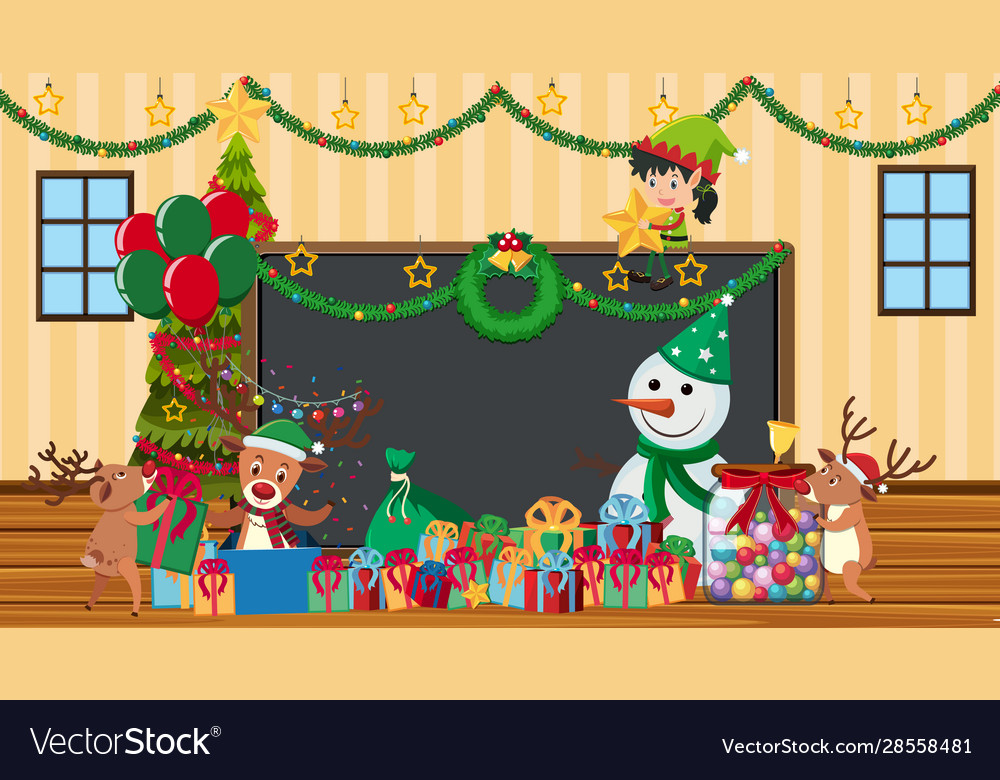 Christmas theme template with blackboard Vector Image