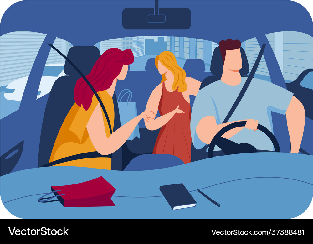 Comfortable car male experienced driver city Vector Image