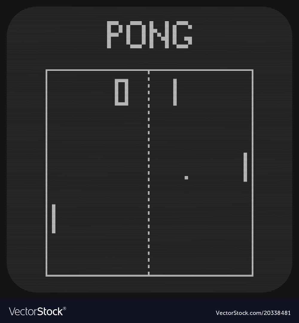 First ever computer game pong interface Royalty Free Vector