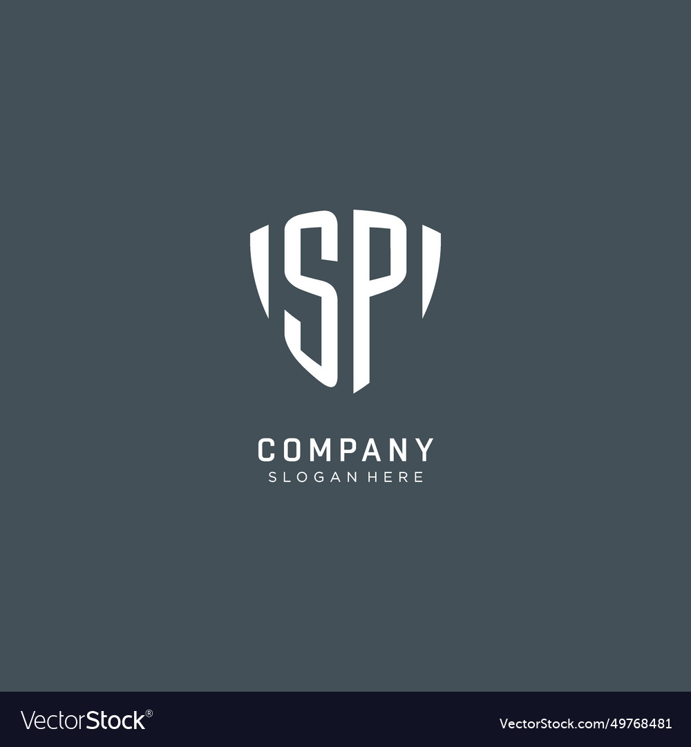 Initials sp logo shield guard shape creative Vector Image