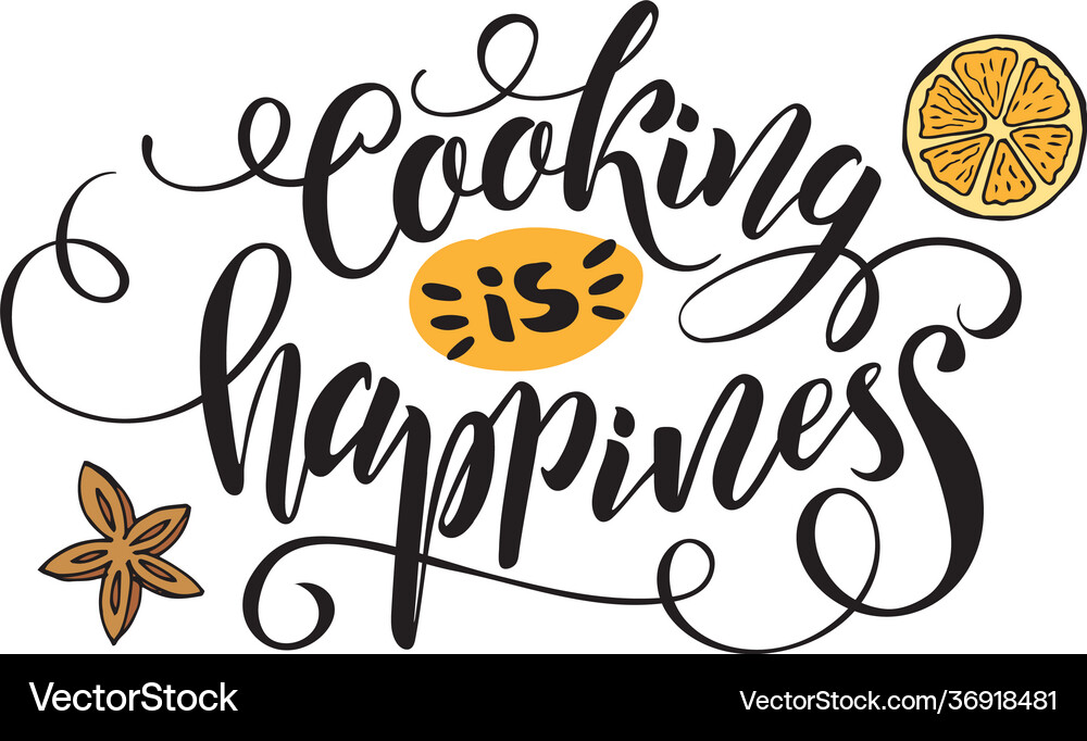 Kitchen cooking lettering inscriptions color logo Vector Image
