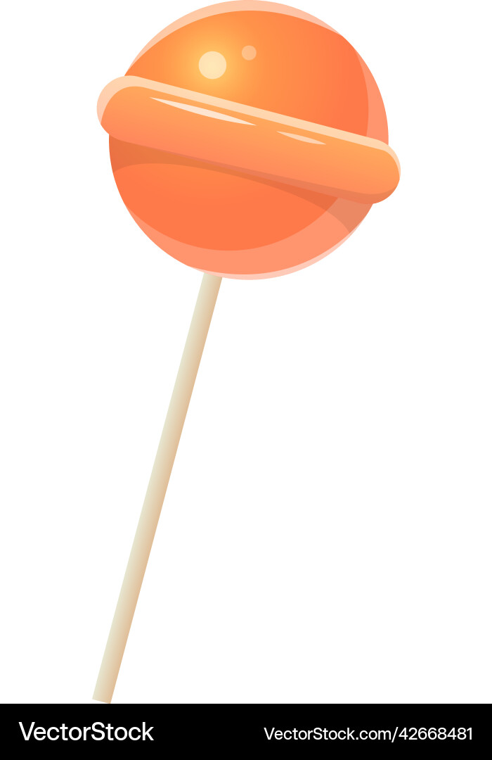 Orange candy on stick realistic round sweet Vector Image