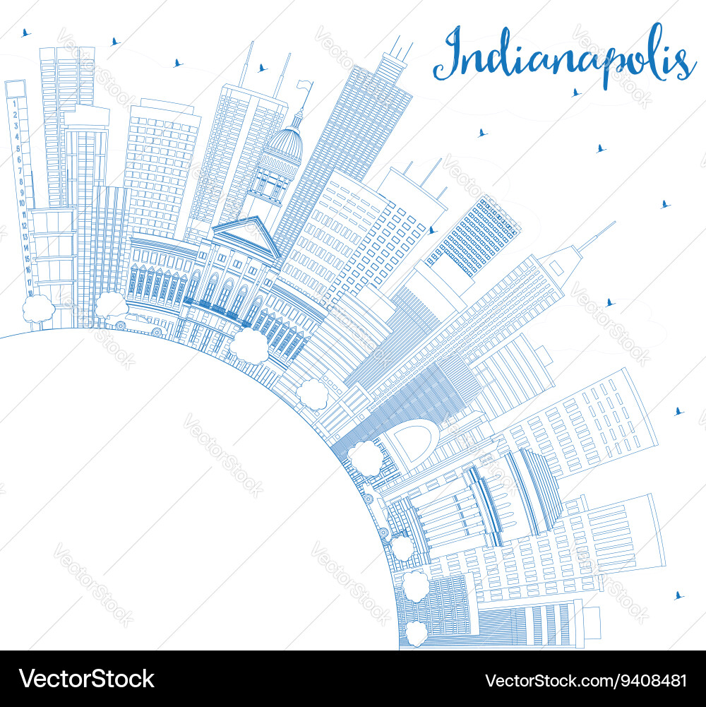 Outline indianapolis skyline with blue buildings Vector Image