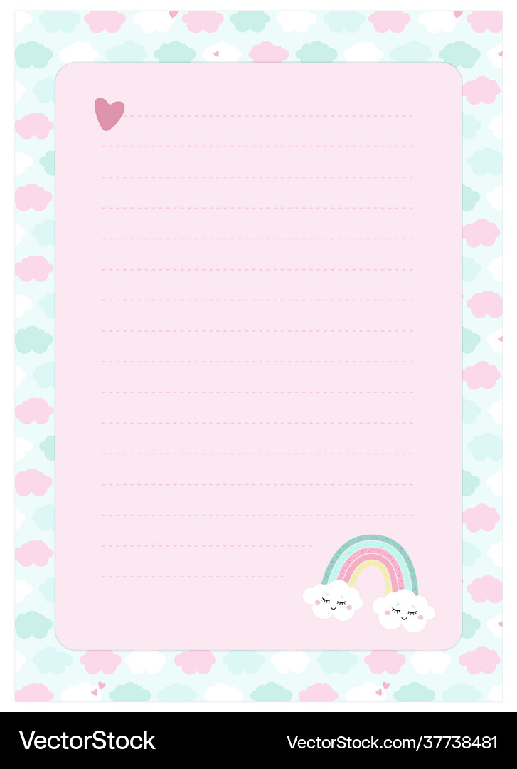 Rainbow page for notes in childish style in unico Vector Image
