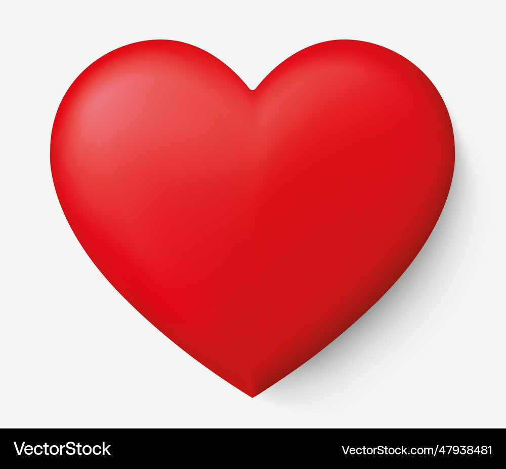 Realistic red heart with shadow - stock Royalty Free Vector
