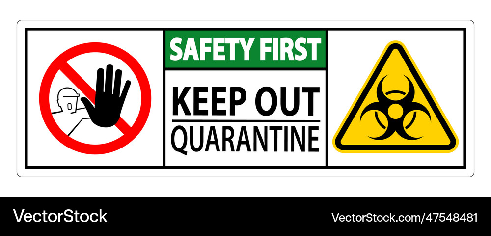 Safety first keep out quarantine sign isolated Vector Image