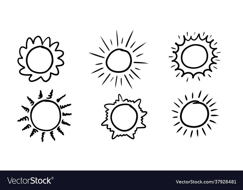Set doodle sundesign elements Royalty Free Vector Image