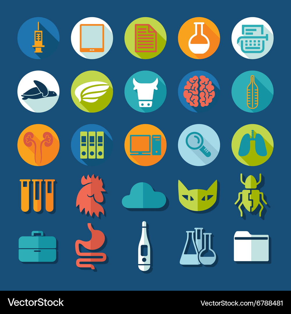 Set of veterinary flat icons Royalty Free Vector Image