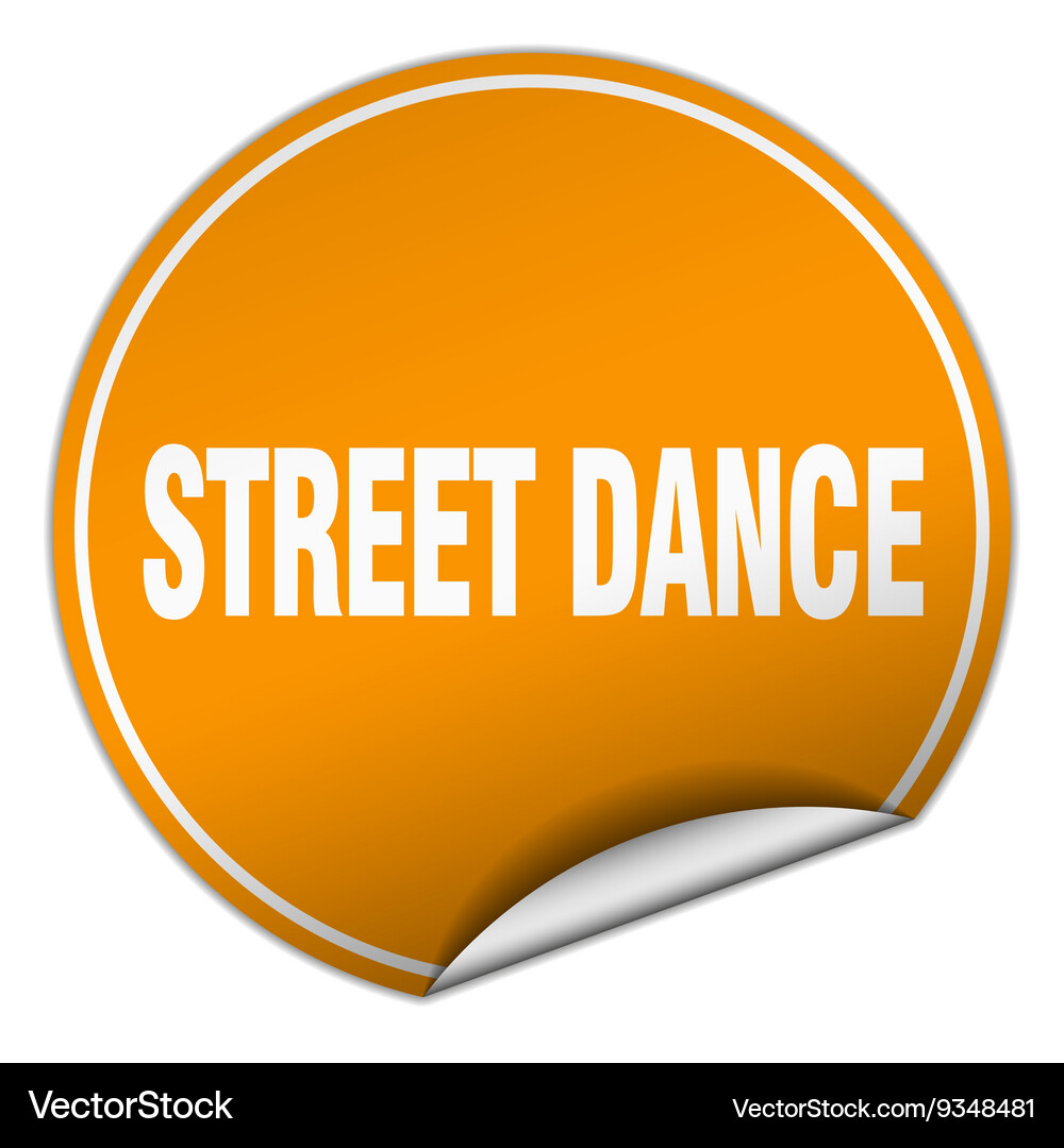 Street dance round orange sticker isolated Vector Image