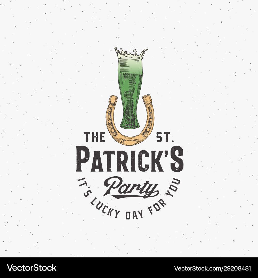 Vintage style saint patricks day logo or label Vector Image