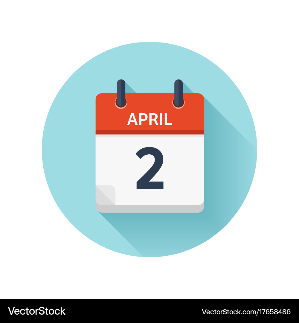 April 2 flat daily calendar icon date Royalty Free Vector