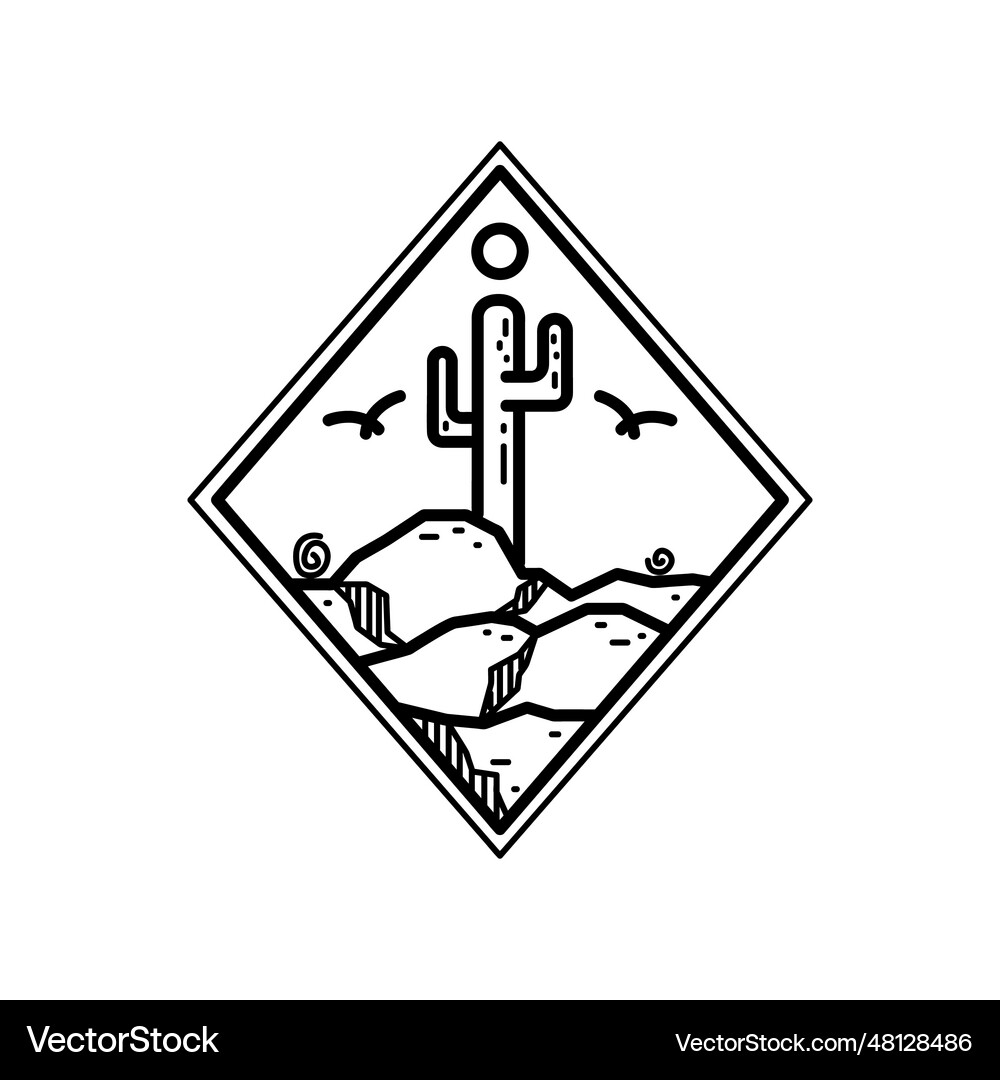 Badges and emblem nature cactus monoline line art Vector Image