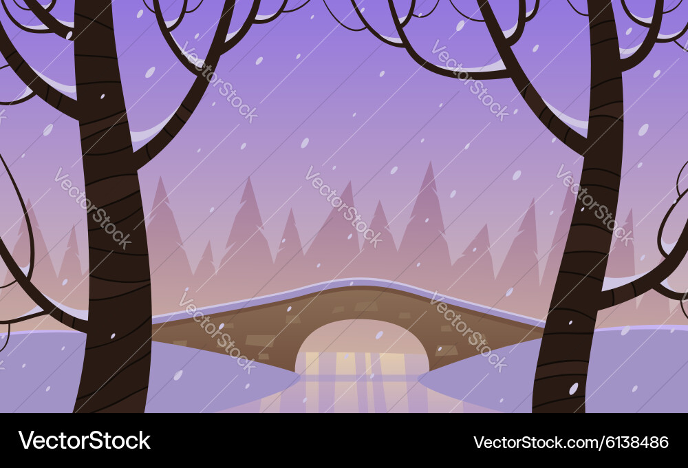 Bridge in snow Royalty Free Vector Image - VectorStock