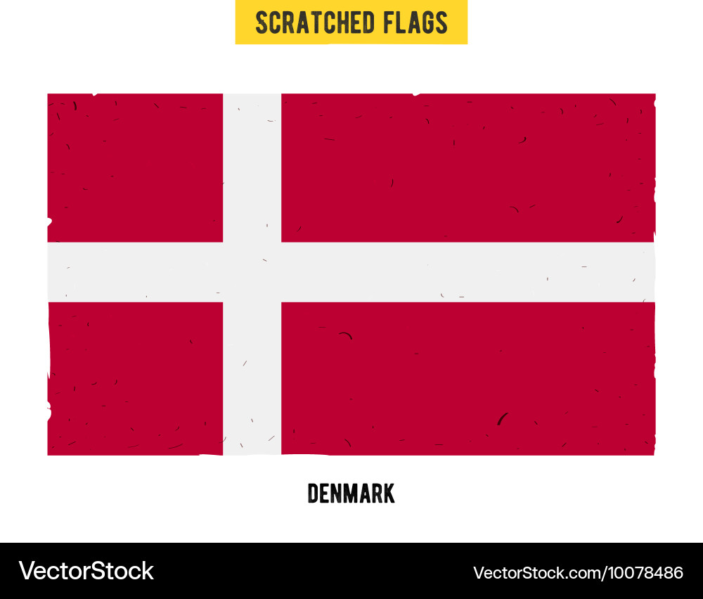 Danish grunge flag with little scratches Vector Image