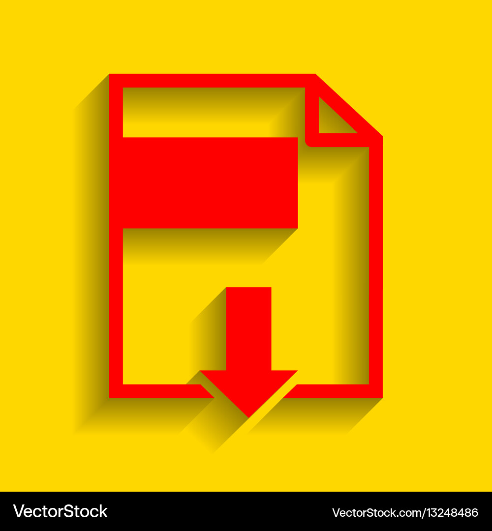 File download sign red icon with soft Royalty Free Vector
