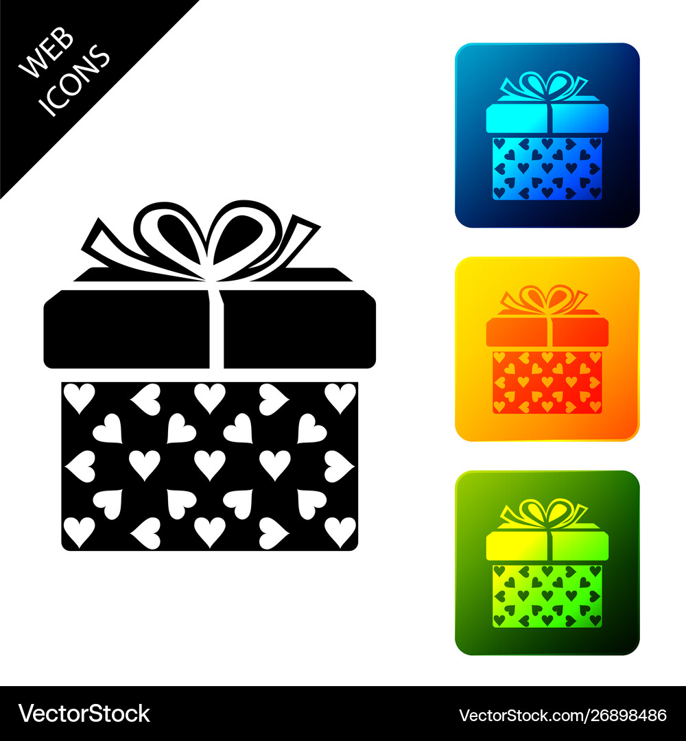 Gift box and heart icon isolated on white Vector Image