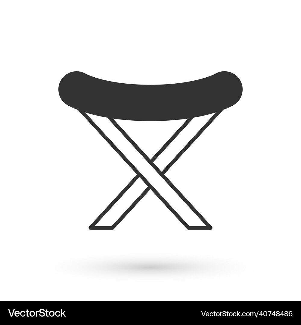 Grey camping portable folding chair icon isolated Vector Image