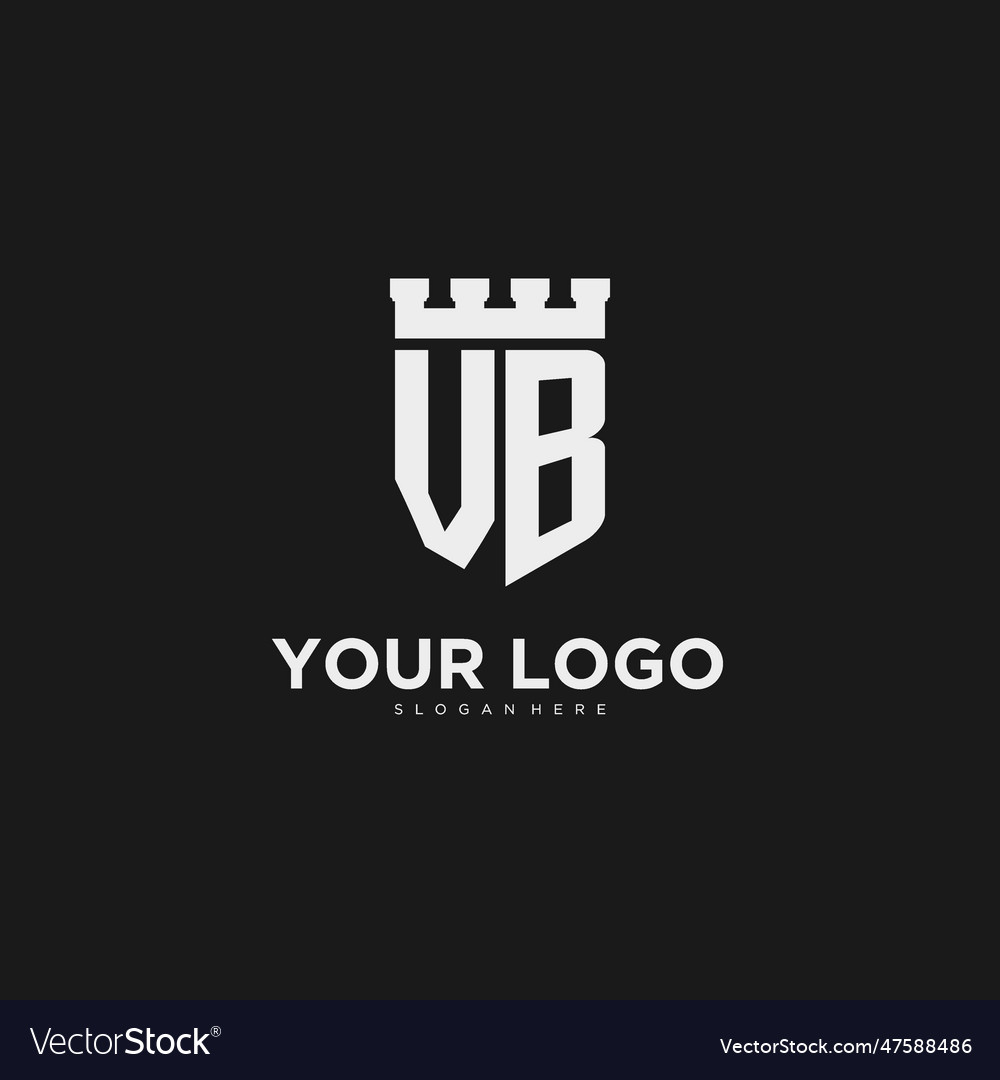 Initials vb logo monogram with shield Royalty Free Vector