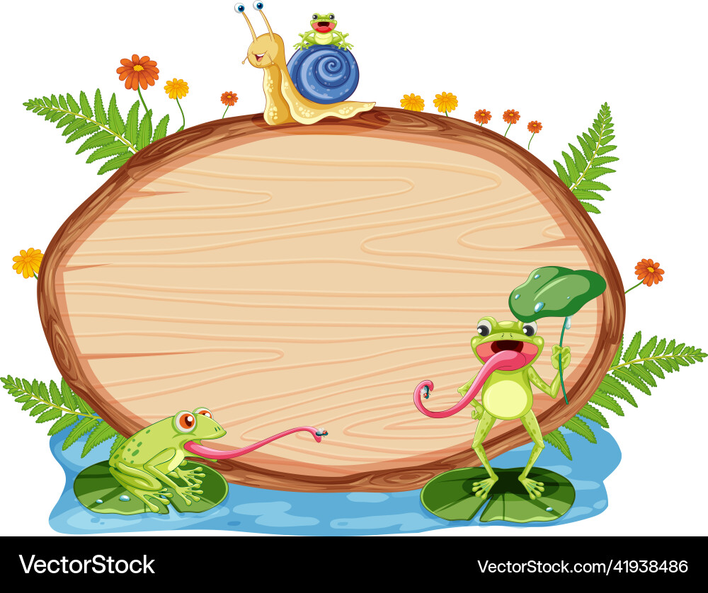 Insect with wooden frame board banner Royalty Free Vector