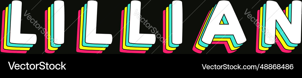 Lillian - retro rainbow typography faded style Vector Image