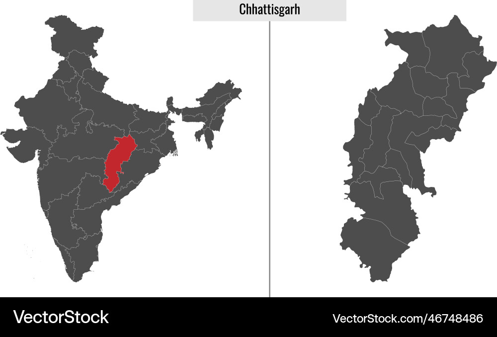 Map of chhattisgarh state india Royalty Free Vector Image