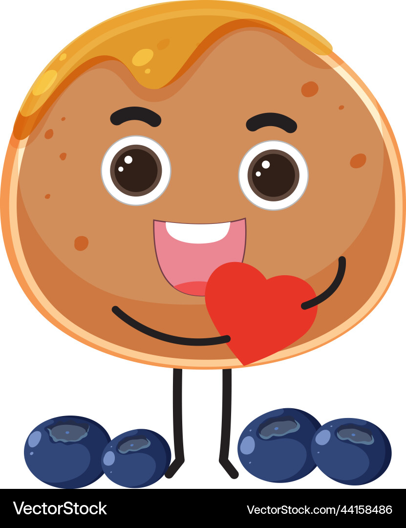 Pancake cartoon character with blueberry Vector Image