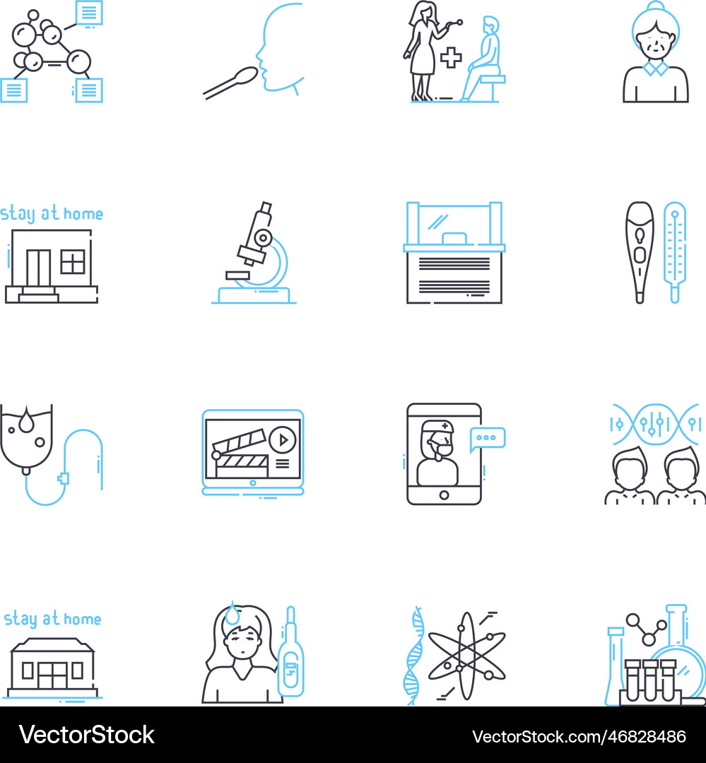 Plague linear icons set epidemic disease Vector Image