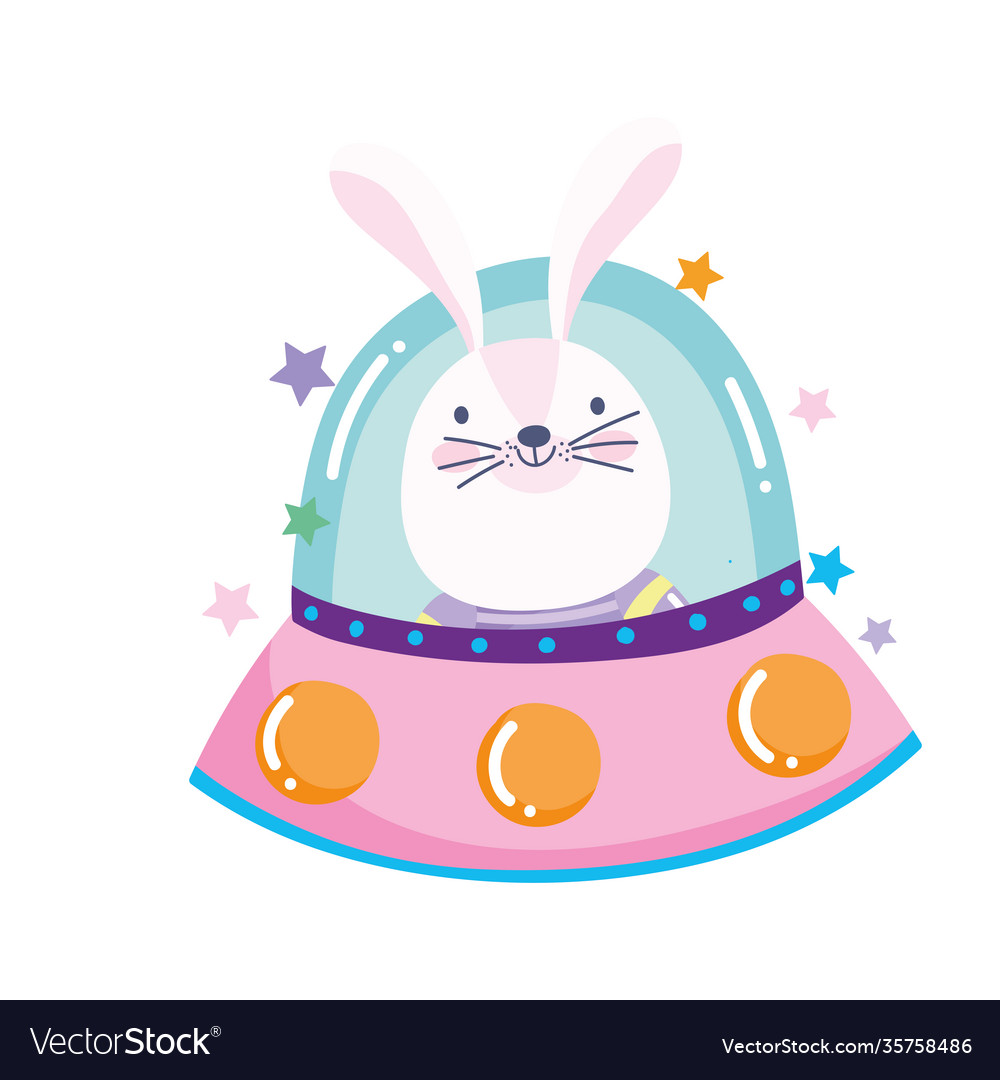 Space rabbit in spaceship astronaut adventure Vector Image