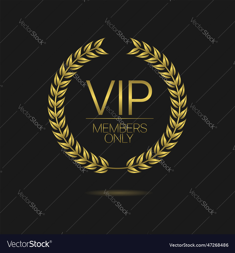 Vip member golden laurel wreath label Royalty Free Vector